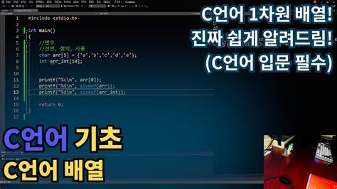 C언어 기초 1차원 배열 진짜 쉽게 설명 초보자 필수 강의 Youtube