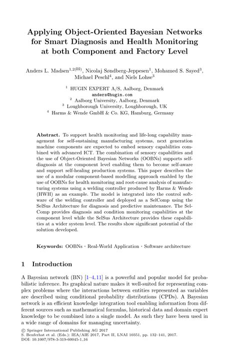 Pdf Applying Object Oriented Bayesian Networks For Smart Diagnosis