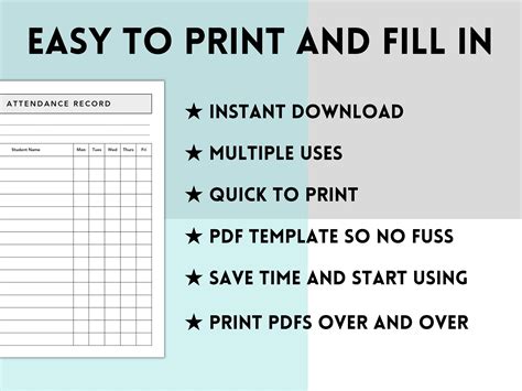 Printable Class Record Checklist Class Attendance Class Record Class Class Attendance