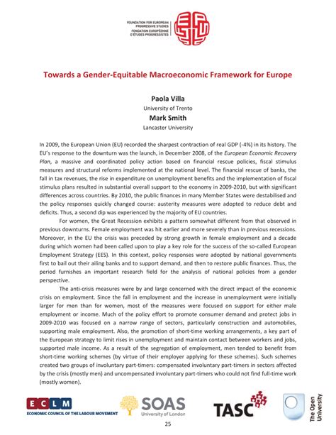 Pdf Towards A Gender Equitable Macroeconomic Framework For Europe