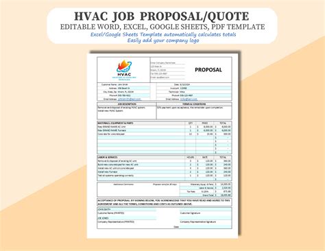 Hvac Estimate Form Template