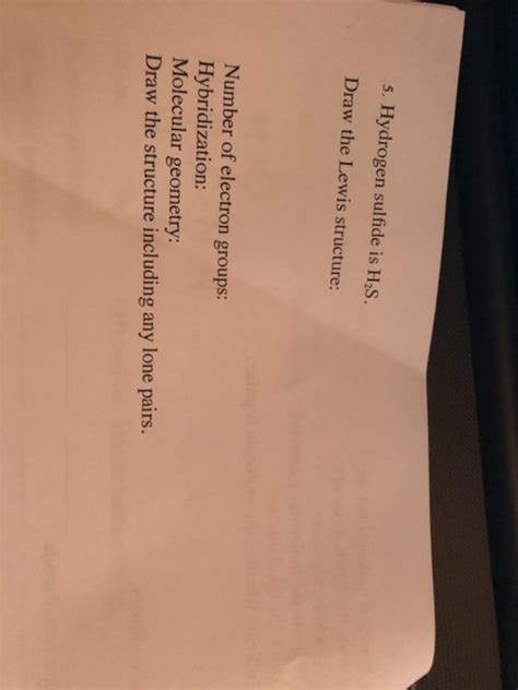 Solved 5 Hydrogen Sulfide Is H2s Draw The Lewis Structure