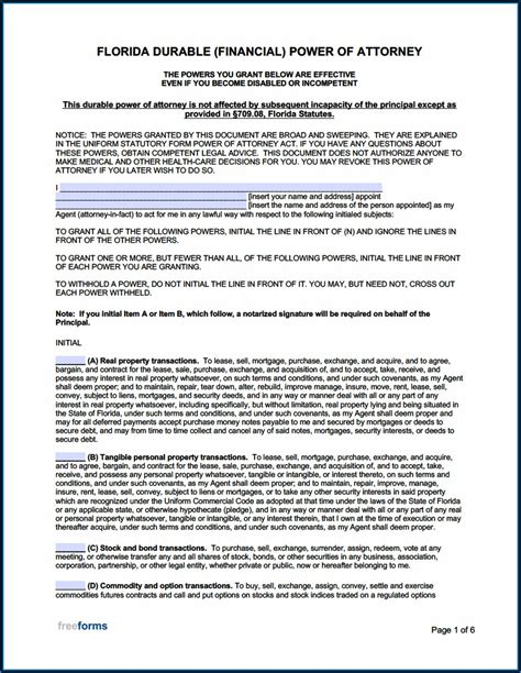 Free Printable Medical Power Of Attorney Form Florida Form Resume