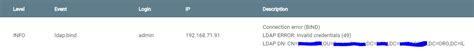 ldap issue trying to contact domain ad shows error invalid