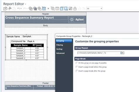 How Do I Setup The Sequence Table To Ensure The Report Includes A Table