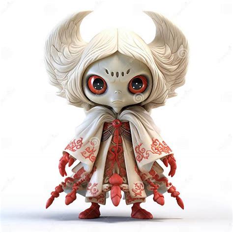 Mystical 3d Yokai Insect In Elegant White Cloak Stock Illustration Illustration Of Model