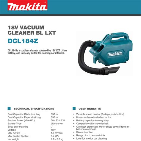 Makita DCL184Z 18V Li-ion Cordless Vacuum Cleaner / Blower Body Only