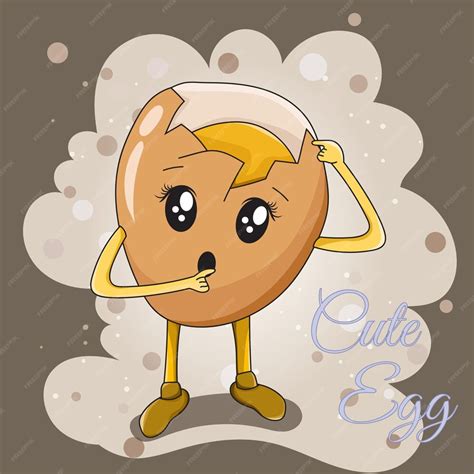 Premium Vector Cute Broken Egg Cartoon Illustration
