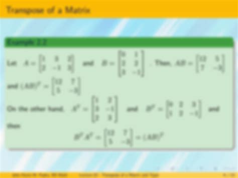 SOLUTION Lecture Transpose Of A Matrix And Types Of Matrices Studypool
