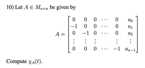 answered 10 let a e mnxn be given by 0 0 ao … bartleby