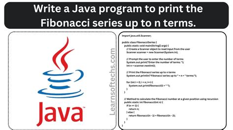 Java Program To Print The Fibonacci Series Up To N Terms Top 100 Java
