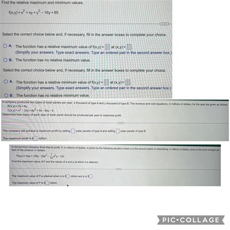 Solved Find The Relative Maximum And Minimum Values Chegg