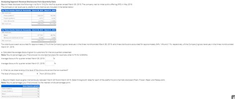 solved analyzing segment revenue disclosures from quarterly
