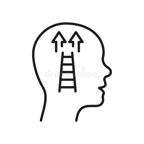 Human Development Line Icon Brain And Cog Wheel Education Concept Linear Pictogram Stock
