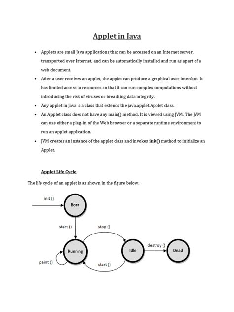 Applet In Java Pdf Method Computer Programming Java