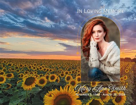Sunflower Theme Memorial Folder For Funeral Or Memorial Service Etsy