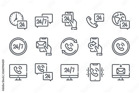 Callback Related Line Icon Set Processing Linear Icons Call Support And 24 Hour Service