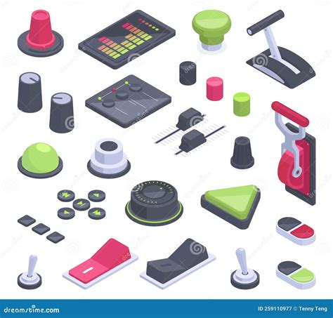 isometric dashboard switches toggles knobs and buttons spaceship