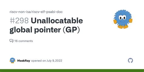 Unallocatable Global Pointer Gp · Issue 298 · Riscv Non Isariscv Elf Psabi Doc · Github