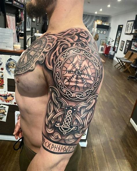 Black And Grey Tattoos With Color Celtic Style Tattoo Nordic Tattoos
