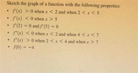 Solved Sketch The Graph Of A Function With The Following Chegg