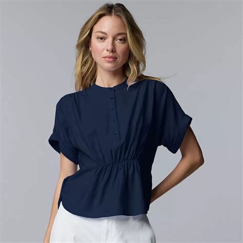Womens Simply Vera Vera Wang Ruched Waist Top