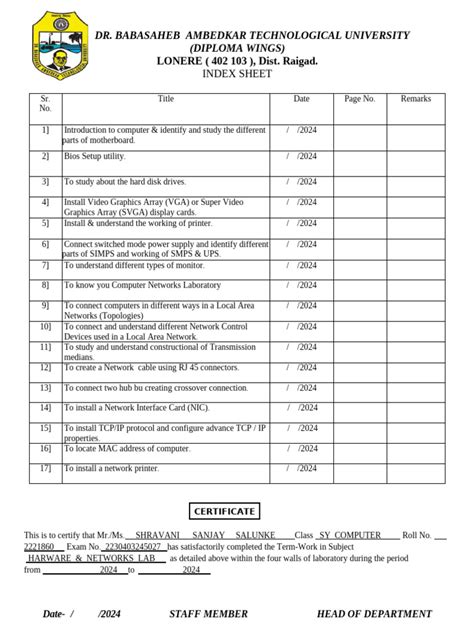 index sheet hnl pdf computer network network interface controller