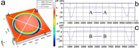 A Typical 3d Pattern Of The Wear Profile And B And C 2d Wear
