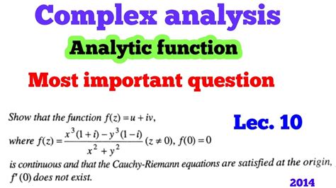 Analytic Function Important Question Fzuiv Where Fzx31i Y31 Ix2y2