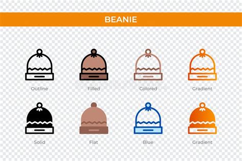 Beanie Icon In Different Style Beanie Vector Icons Designed In Outline Solid Colored Filled