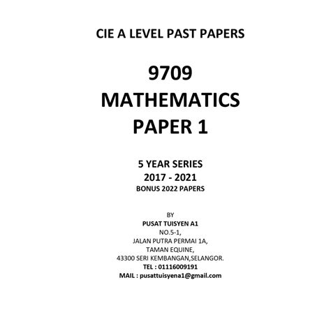 A Level Past Year Papers Mathematics 9709 Shopee Malaysia