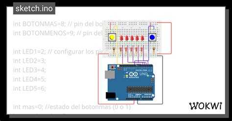 TAREA 02C Contador De LEDs Con Dos Pulsadores Wokwi ESP32 STM32 Arduino Simulator