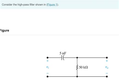 Solved Consider The High Pass Filter Shown In Figure 1if