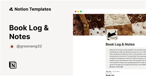 Book Log And Notes Template Notion Marketplace