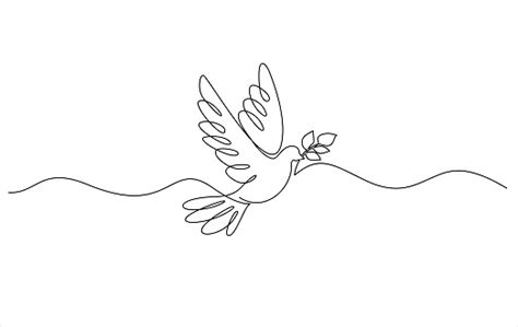올리브 가지가 있는 비둘기 또는 비둘기의 연속 선 그림 1개 심플한 선형 스타일의 평화와 자유의 상징 새 국가 노동 운동 아이콘에 대 한 개념입니다 개념에 대한 스톡 벡터