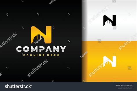 Letter N Construction Helmet Logo Stock Vector Royalty Free