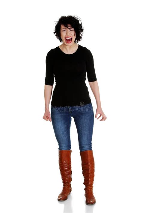 Woman Is Screaming Out Loud Stock Image Image Of Casual Emotion 24101377