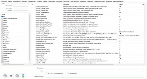 System Parameters Screen Desktop Aurora Information Technology