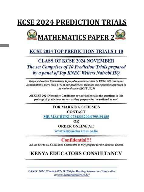 Mat Pp2 Kcse 2024 Prediction Trials Pdf Equations Area