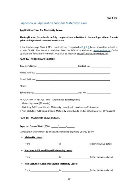 Application Format Pdf 48757 Appendix A Application Form For Maternity Leave