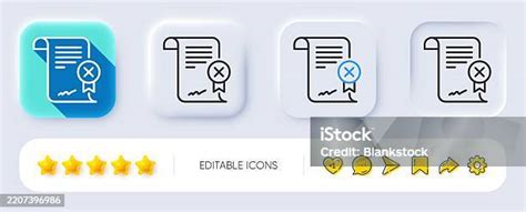 인증서 거부 줄 아이콘 문서 서명을 거부합니다 뉴모픽 버튼 벡터 0명에 대한 스톡 벡터 아트 및 기타 이미지 0명 3차원 형태 거절 Istock