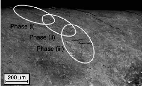 Three Phases Of Life Of A Rolling Contact Fatigue Crack Initiated At Download Scientific