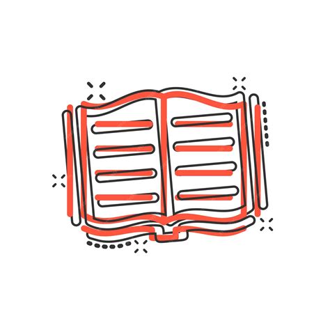 만화 스타일의 책 아이콘 문학 벡터 만화 그림 격리 된 흰색 배경 라이브러리 비즈니스 개념 스플래시 효과 프리미엄 벡터