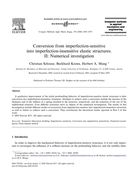Pdf Conversion From Imperfection Sensitive Into Imperfection