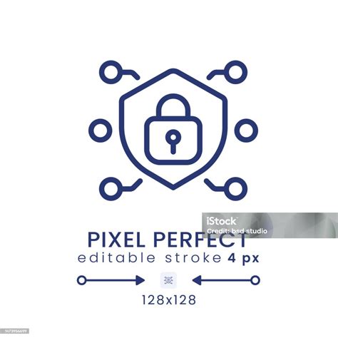 network security linear desktop icon stock illustration download