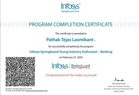 Tejas Pathak On Linkedin Certification Bankingskills Infosystraining