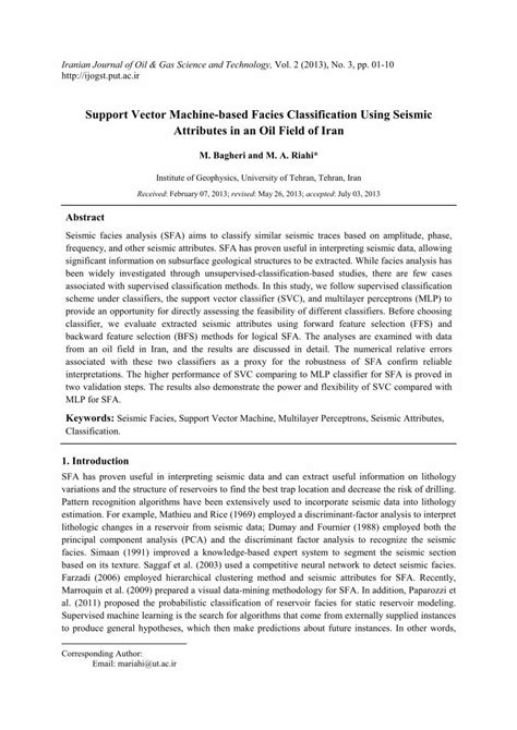 pdf support vector machine based facies classification using