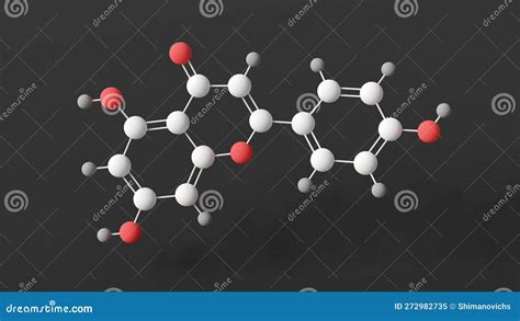 Apigenin Molecule Molecular Structure Flavone Ball And Stick 3d