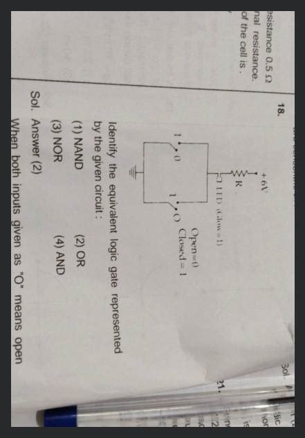Q18 Identify The Equivalent Logic Gate Represented By The Given Circuit