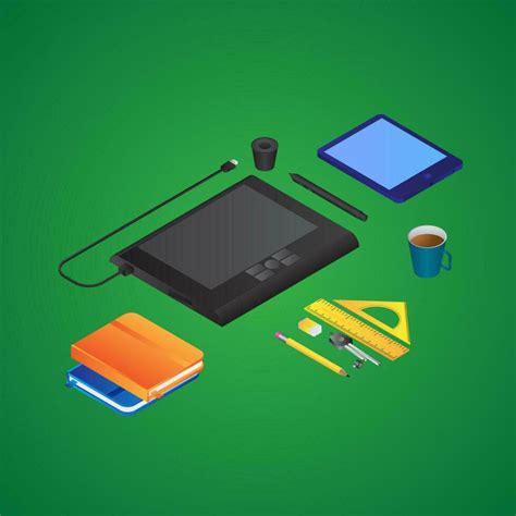 3d Render Of Designing Tools Like As Pen Tab With Smartphone Books